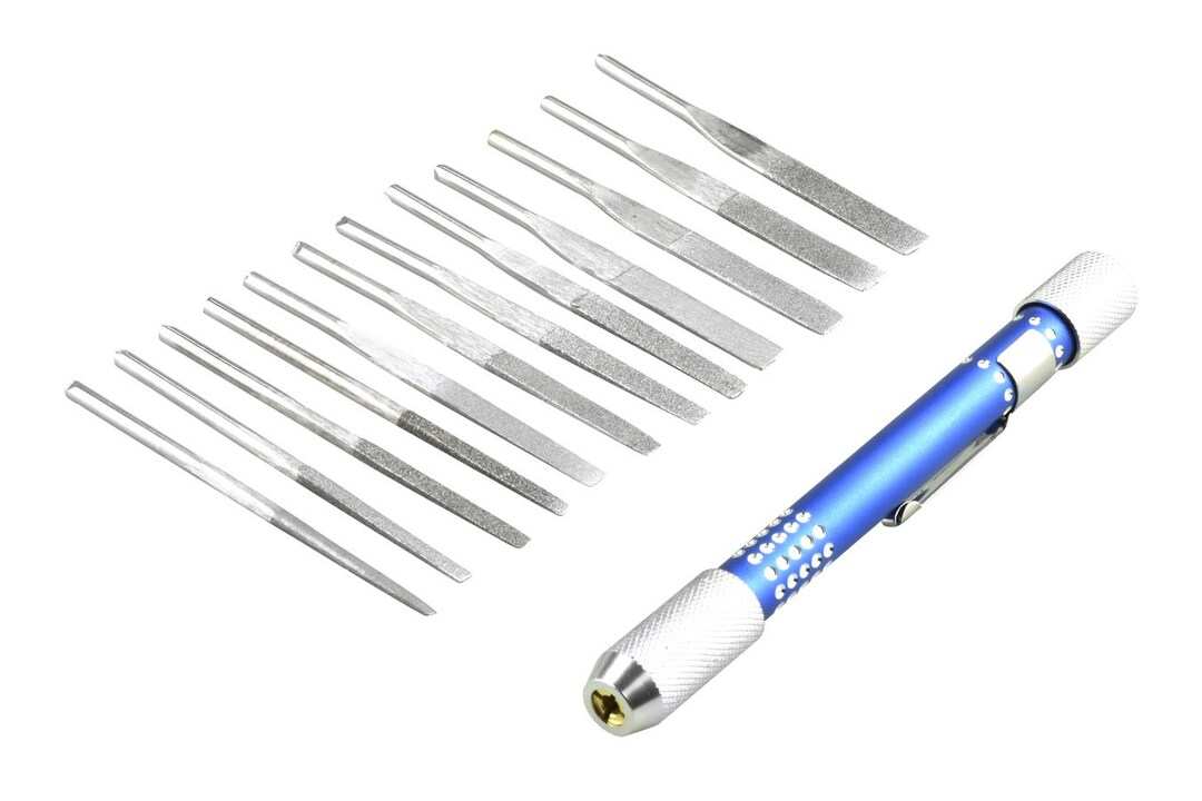 12pc Flat Diamond File Set With Universal Handle & Pocket - Etsy
