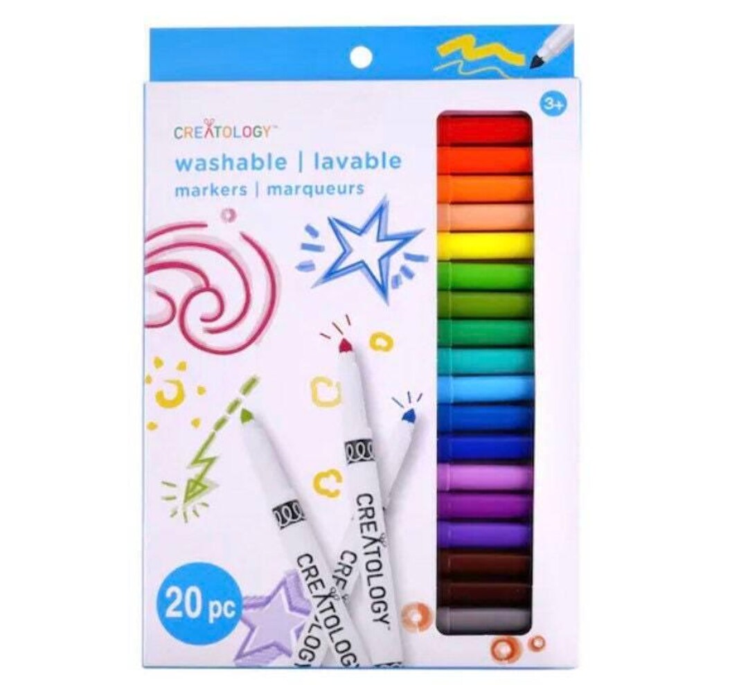 20 Color Round Tip Washable Marker Set by Creatology® - Etsy