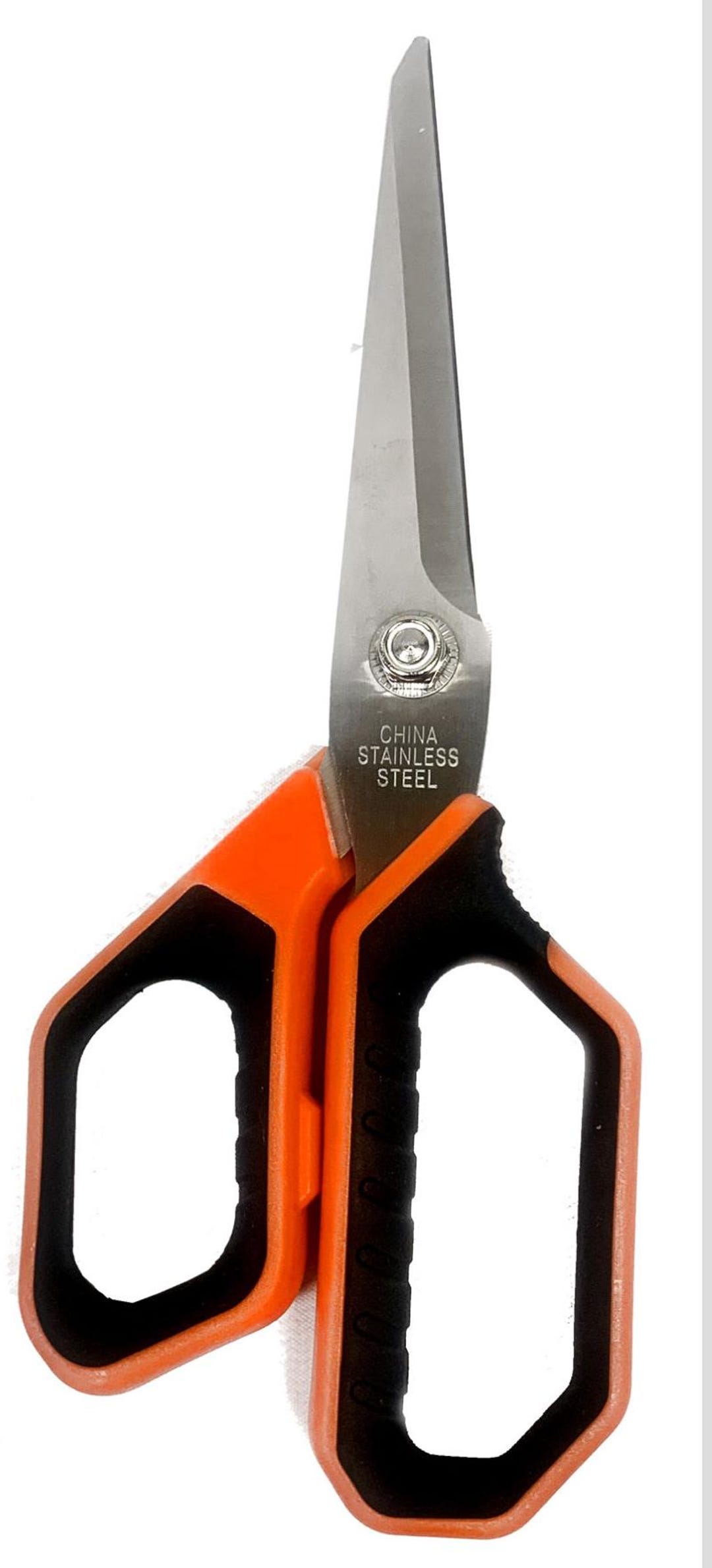 8-1/2" Heavy-duty Scissors With Orange/black Rubberized Grip Handle, 3 ...