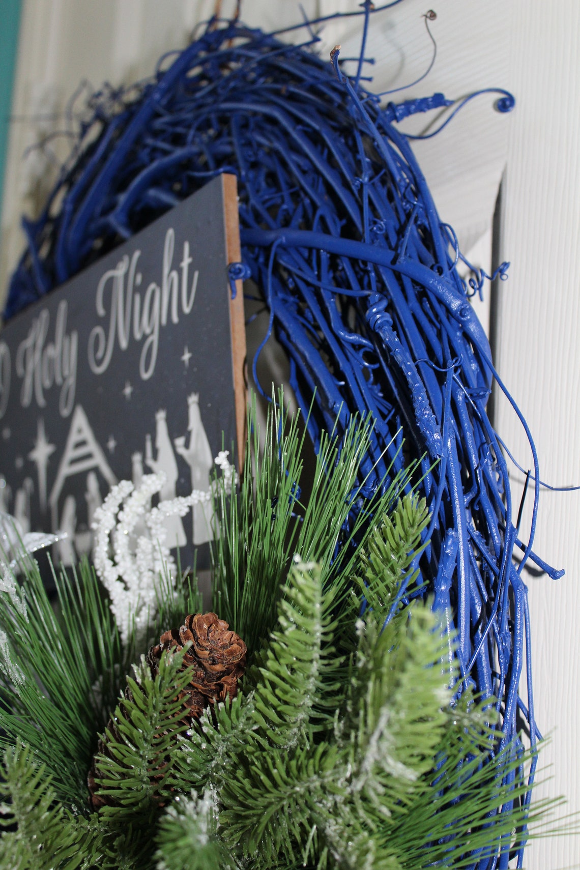 18 Round Grapevine Holiday Christmas Wreath Nativity - Etsy