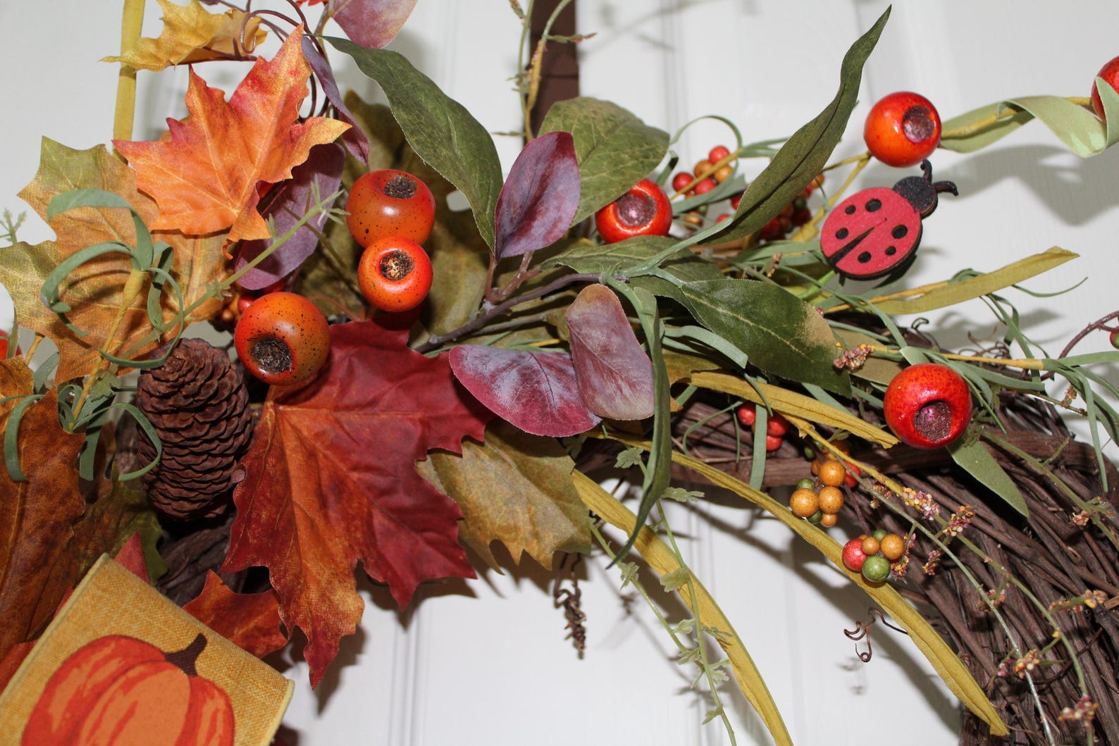 Animal Print Natural Grapevine Base Fall Wreath, Leopard Print, Orange ...