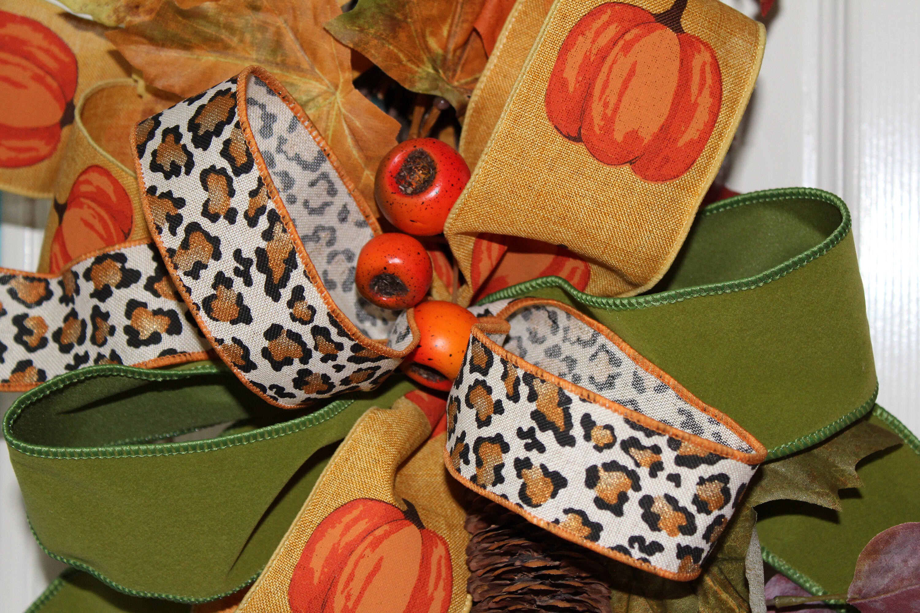 Animal Print Fall Natural Grapevine Base Wreath, Leopard Print, Orange ...