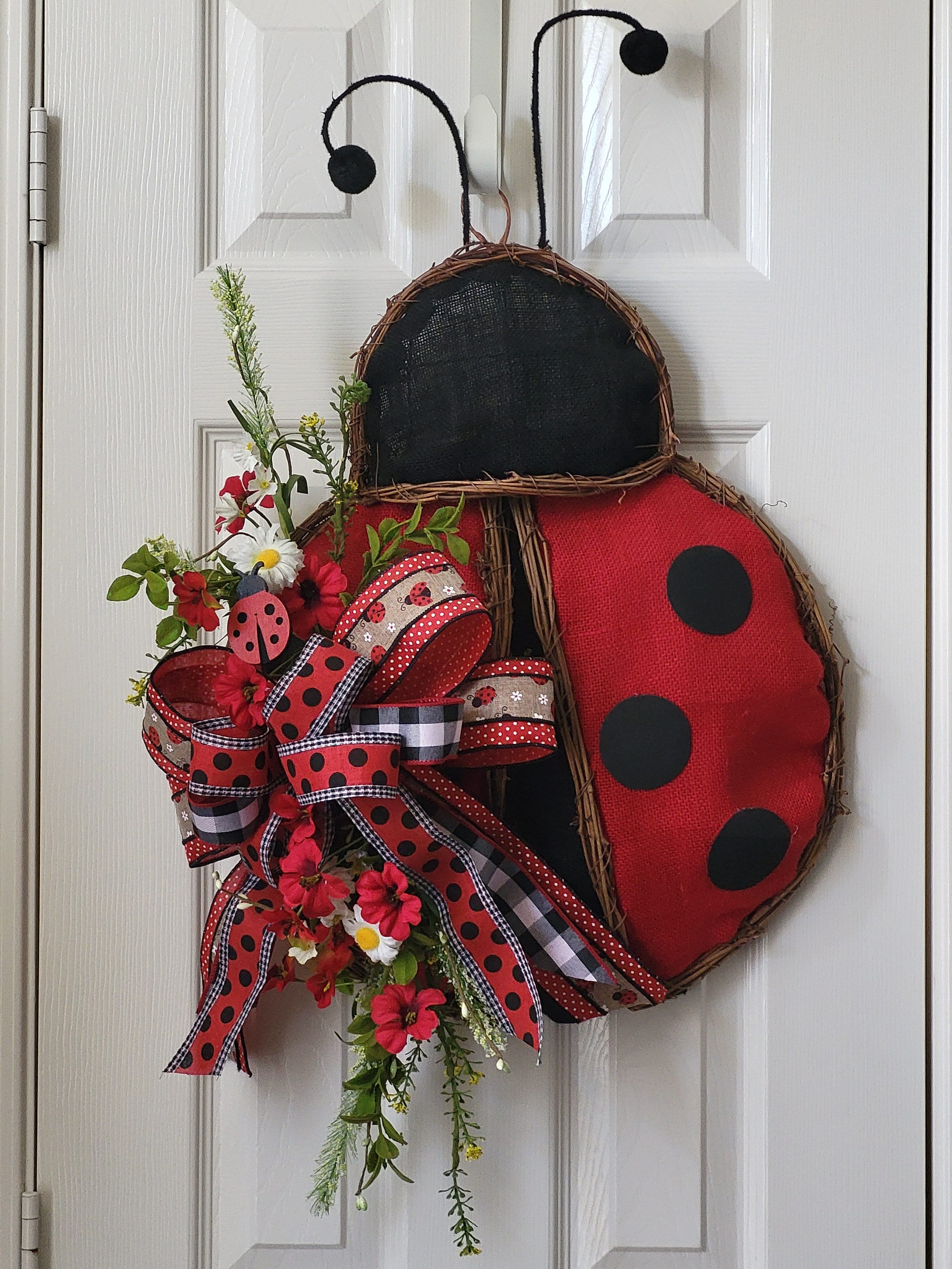 Ladybug Door Hanger, Spring or Summer, Housewarming Gift, Prosperity ...