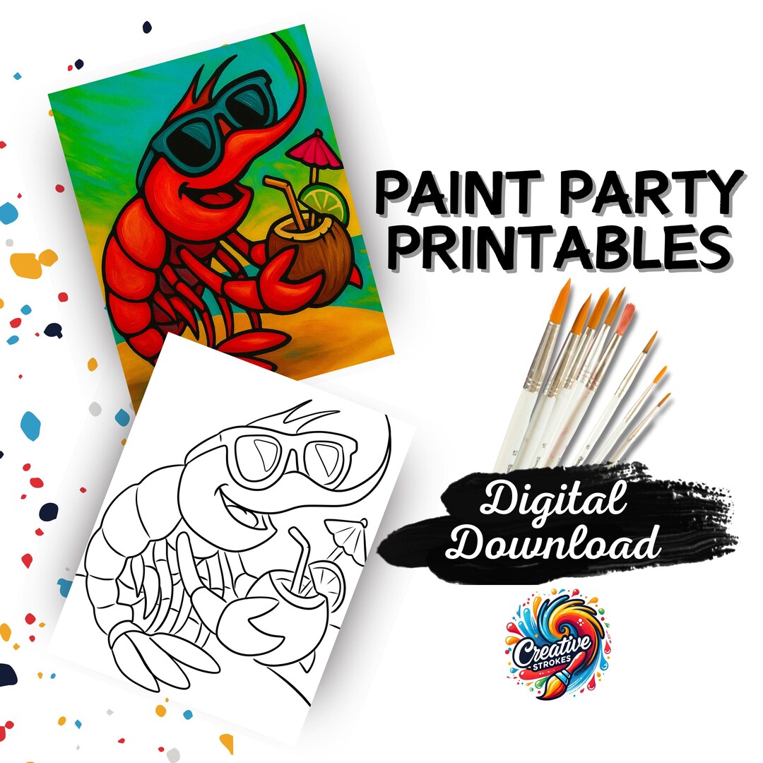 Summer Beach Paint Party Printable, DIY Canvas Painting (digital ...