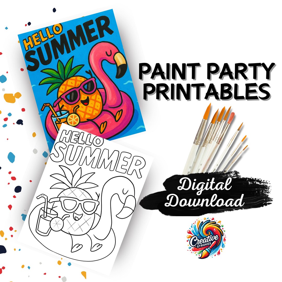 Summer Paint Party Printables, Beach Theme (digital Download) - Etsy