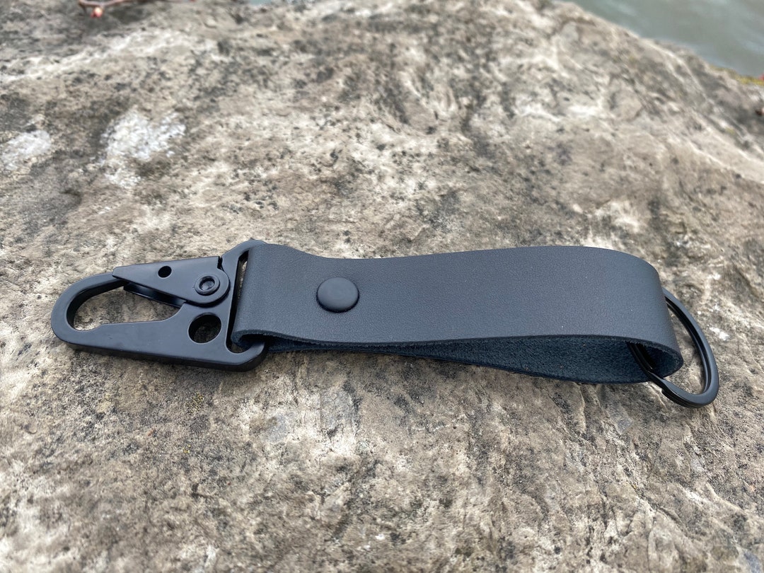 Leather Tassel Keychain // Black EDC Keychain //tactical - Etsy