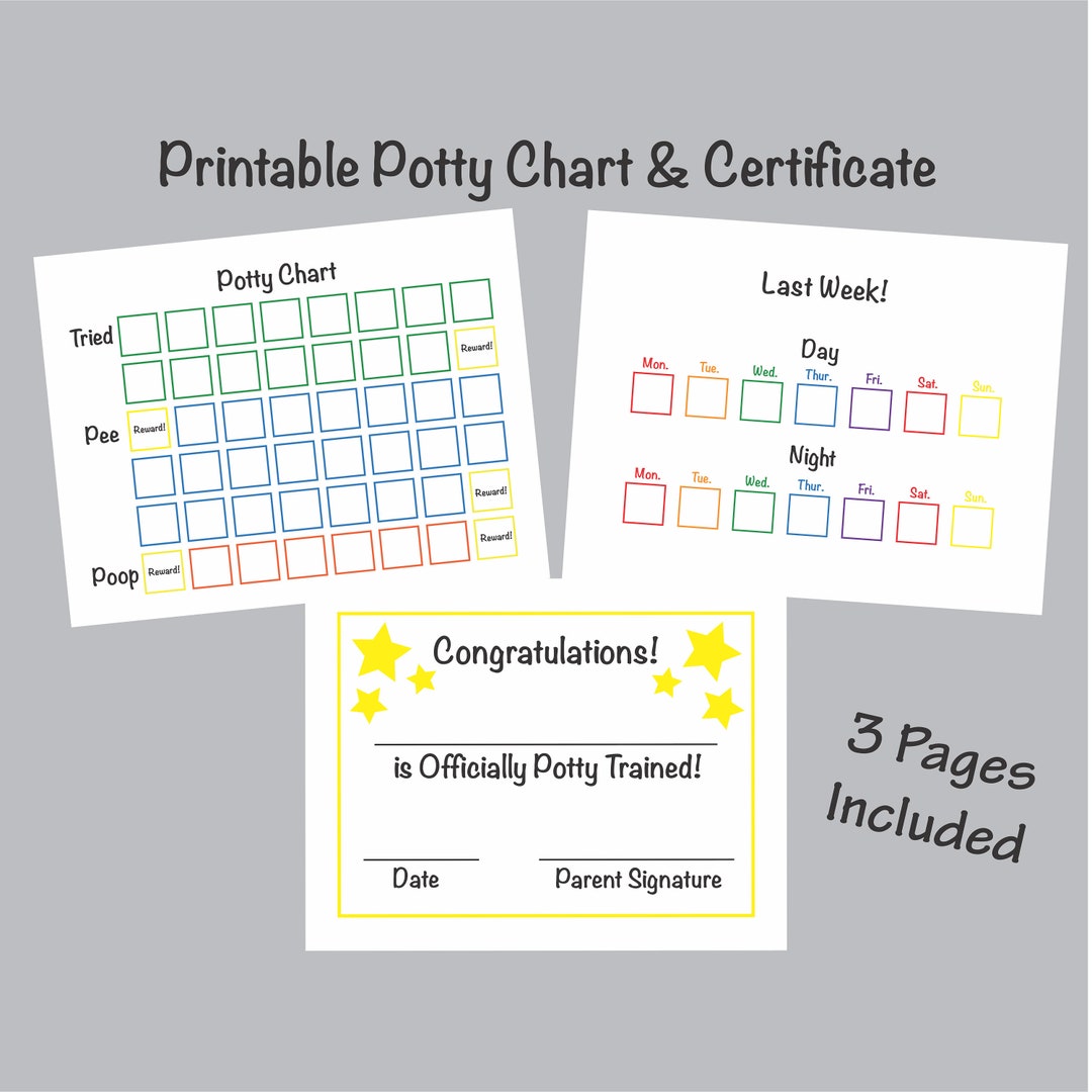 Potty Training Sticker Chart and Certificate - Etsy