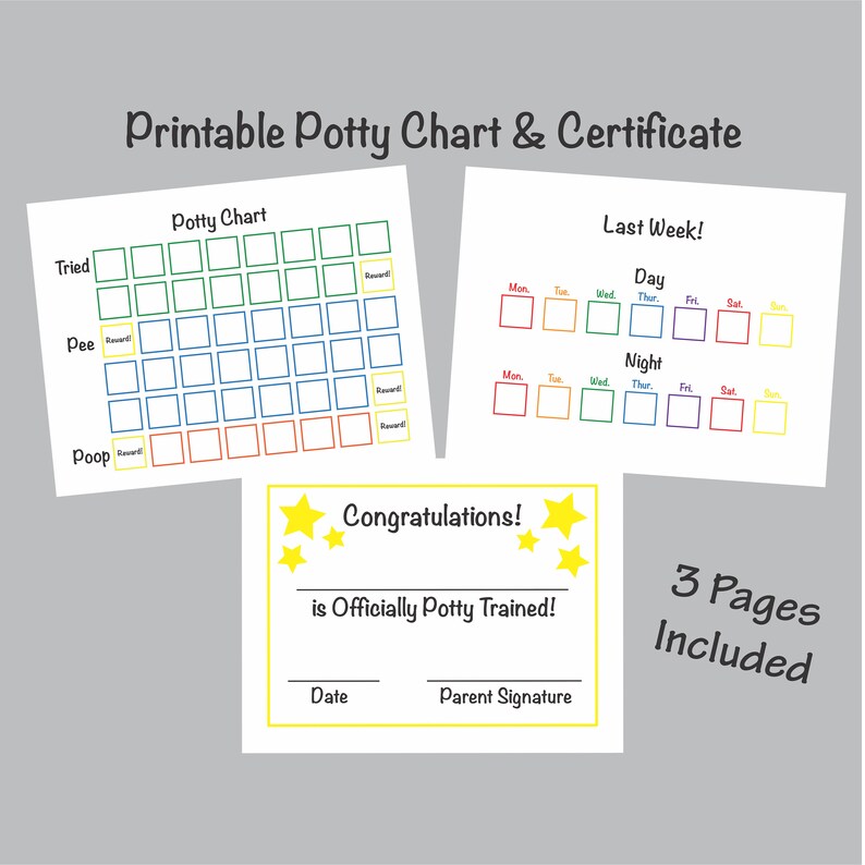 Potty Training Sticker Chart and Certificate - Etsy