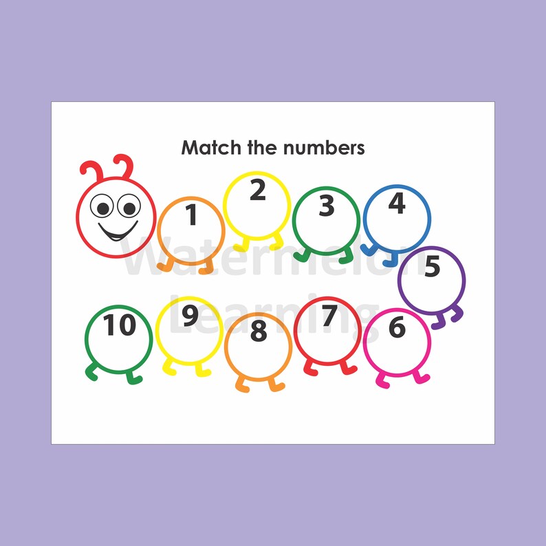 Counting One to Ten Caterpillar - Learning Binder Page - Etsy