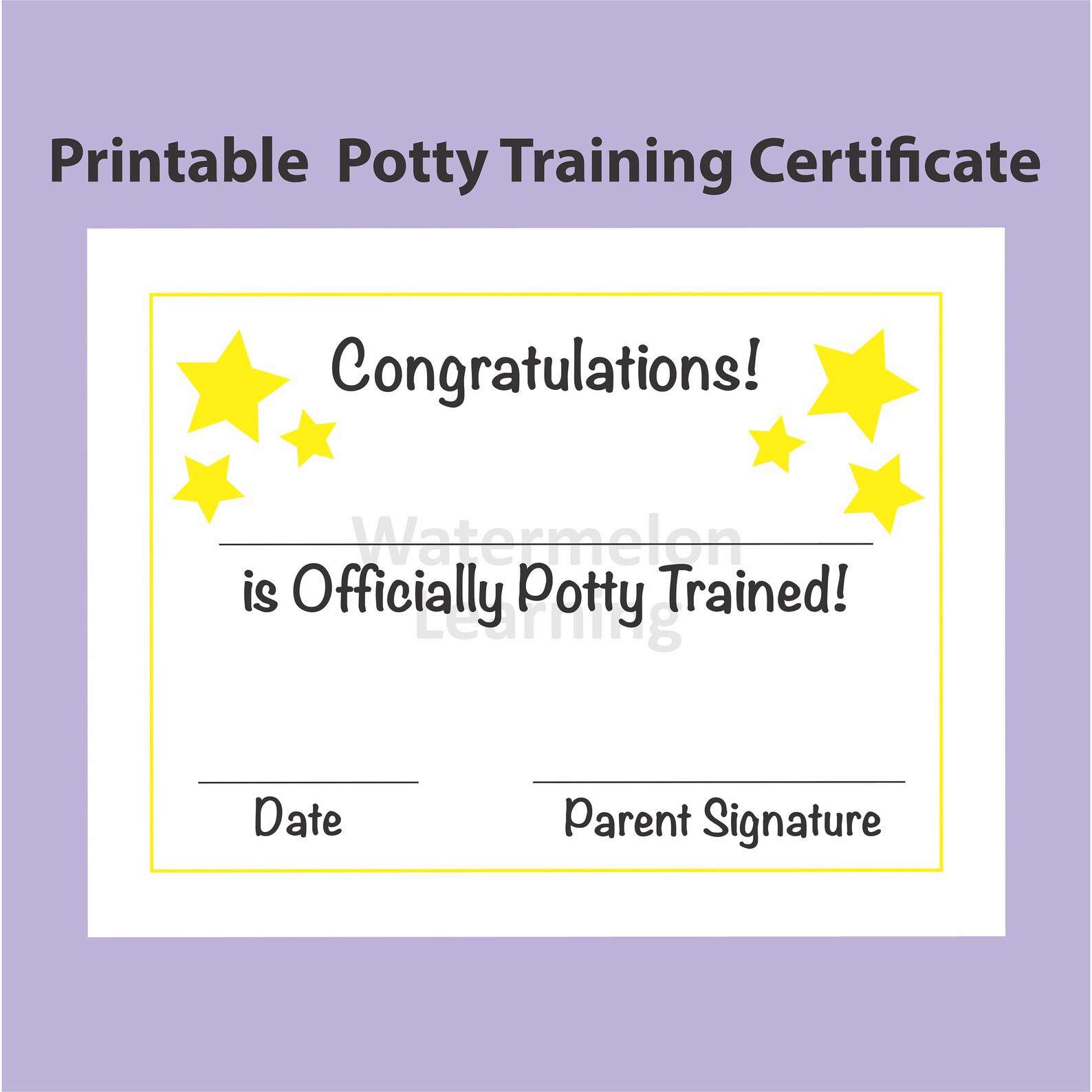 Printable Potty Training Certificate - Etsy