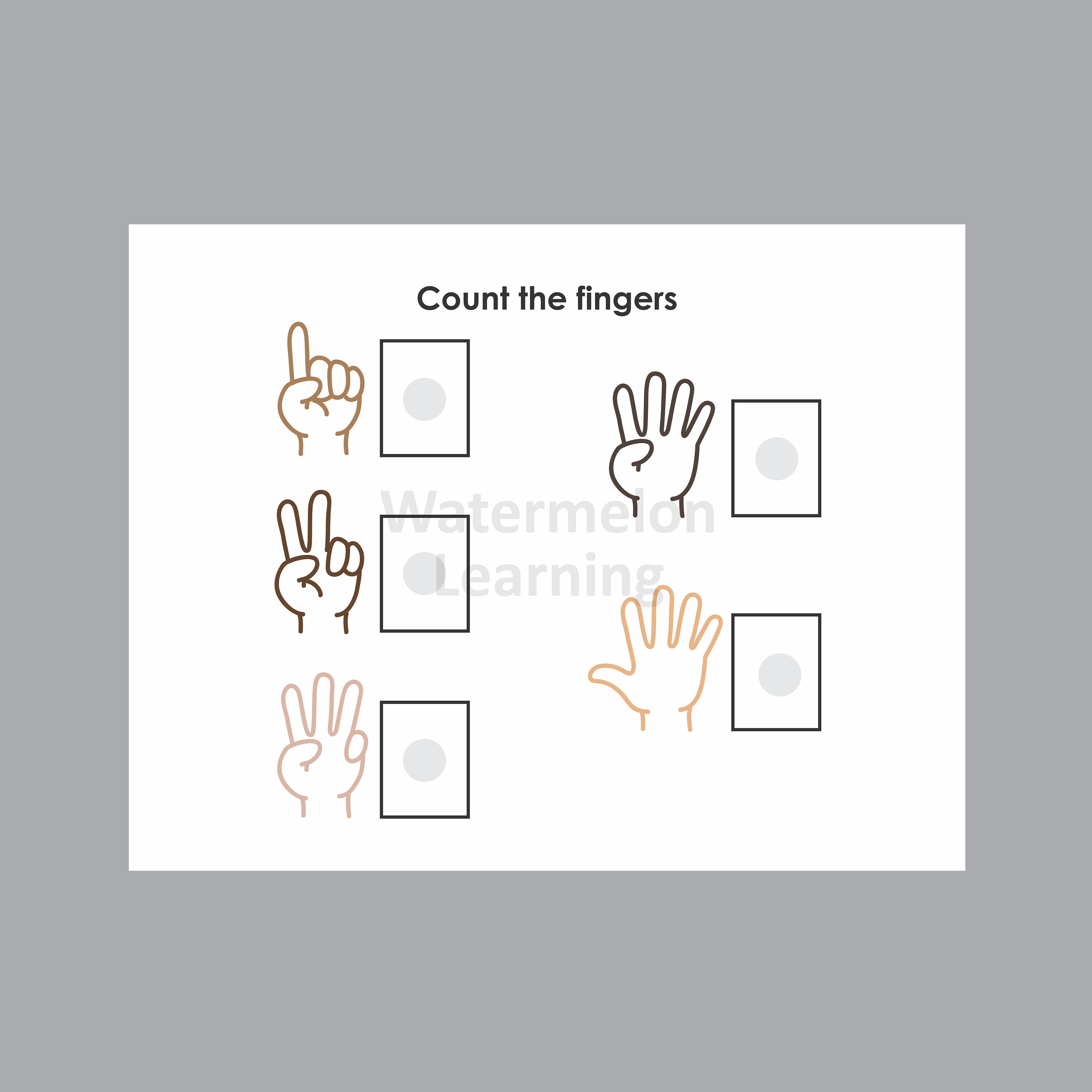 Counting Fingers One to Ten Learning Pages - Etsy