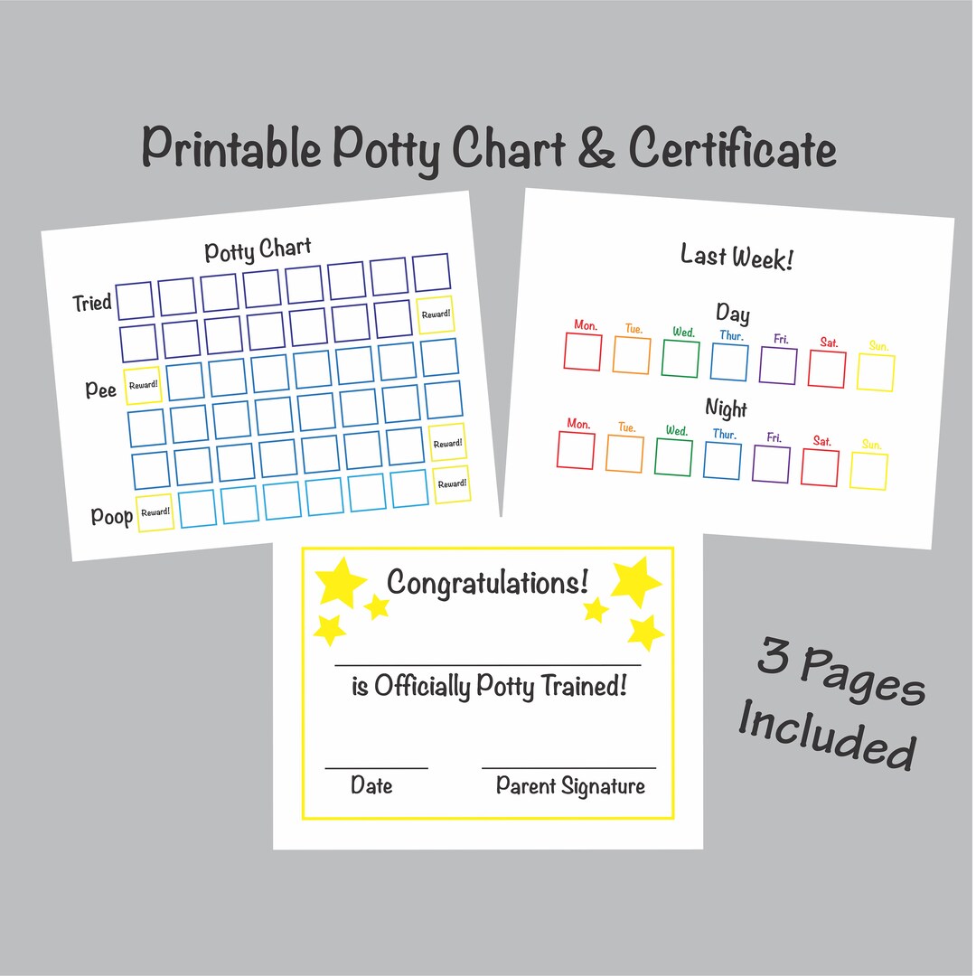 Potty Training Sticker Chart and Certificate - Blue - Etsy