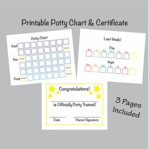 Potty Training Sticker Chart and Certificate - Blue - Etsy
