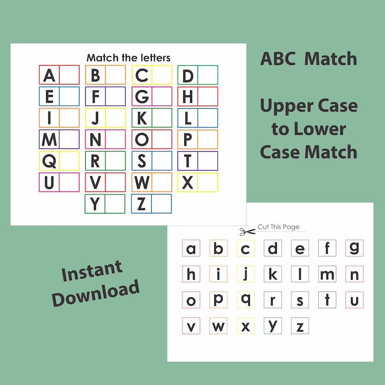 Upper Case to Lower Case Alphabet Matching - Learning Binder Page - Etsy