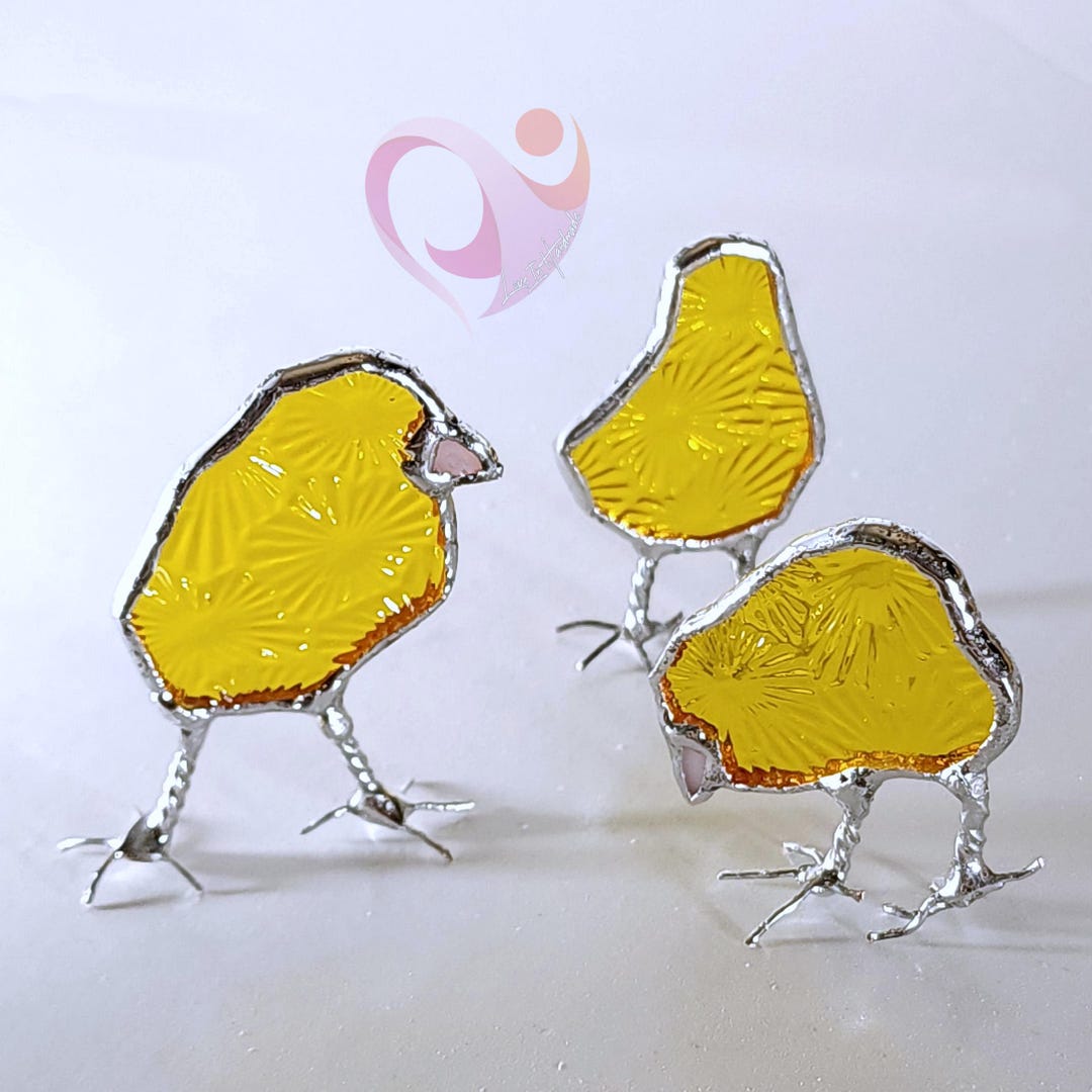Mini Stained Glass Chicks Suncatcher. Yellow Chick Peeps. Baby Chickens ...