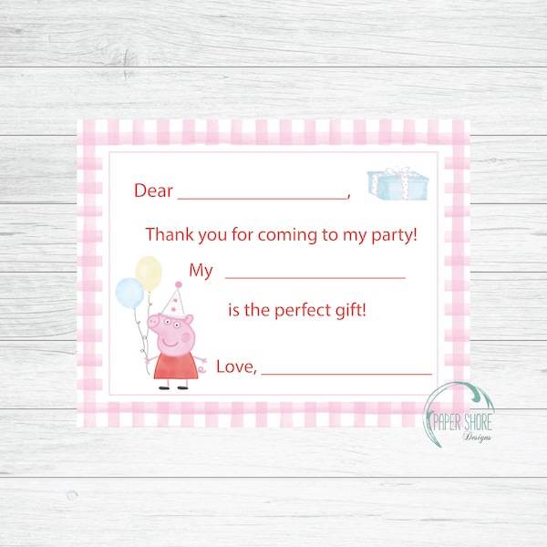 Peppa Pig Card - Etsy