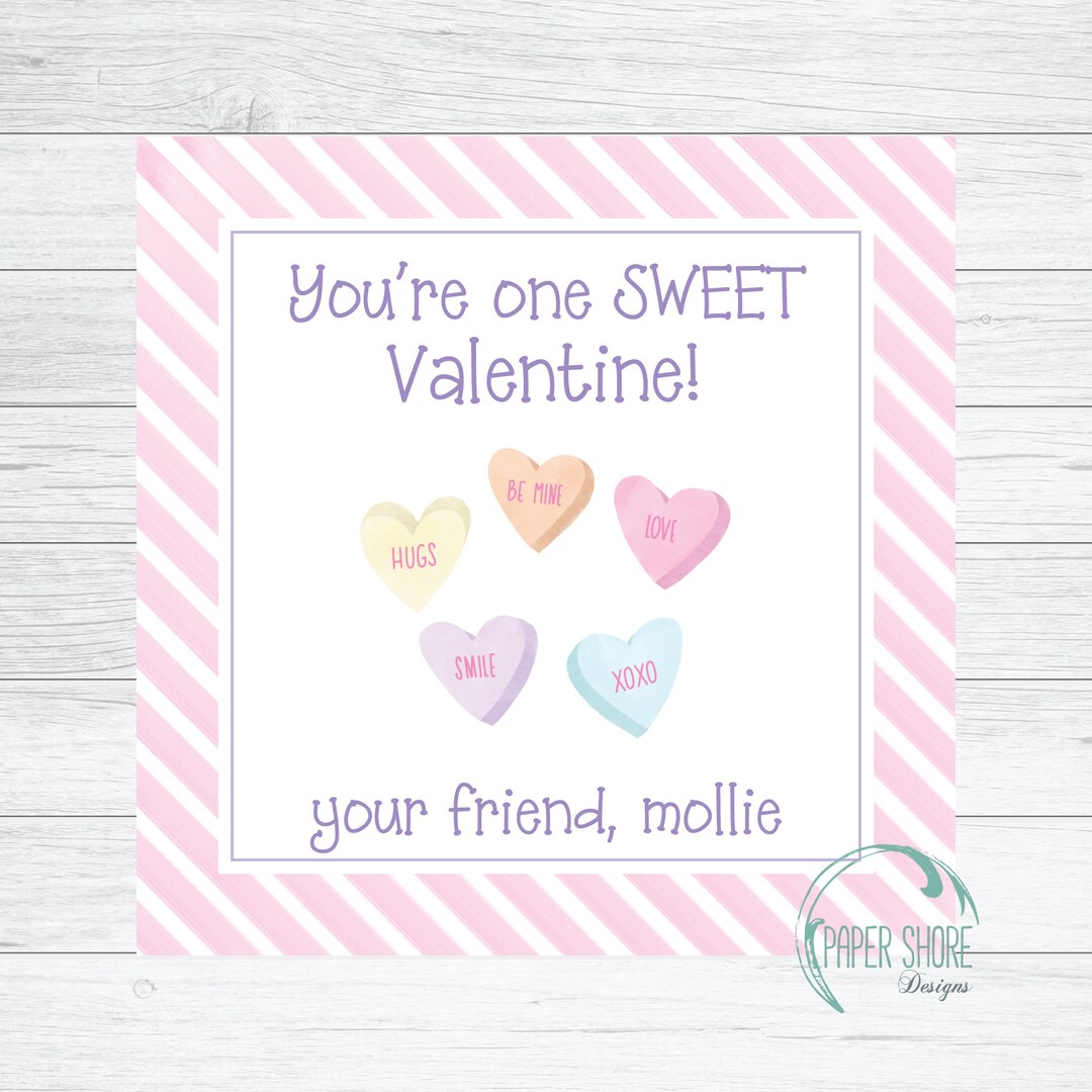 Watercolor Conversation Heart Valentine - Etsy