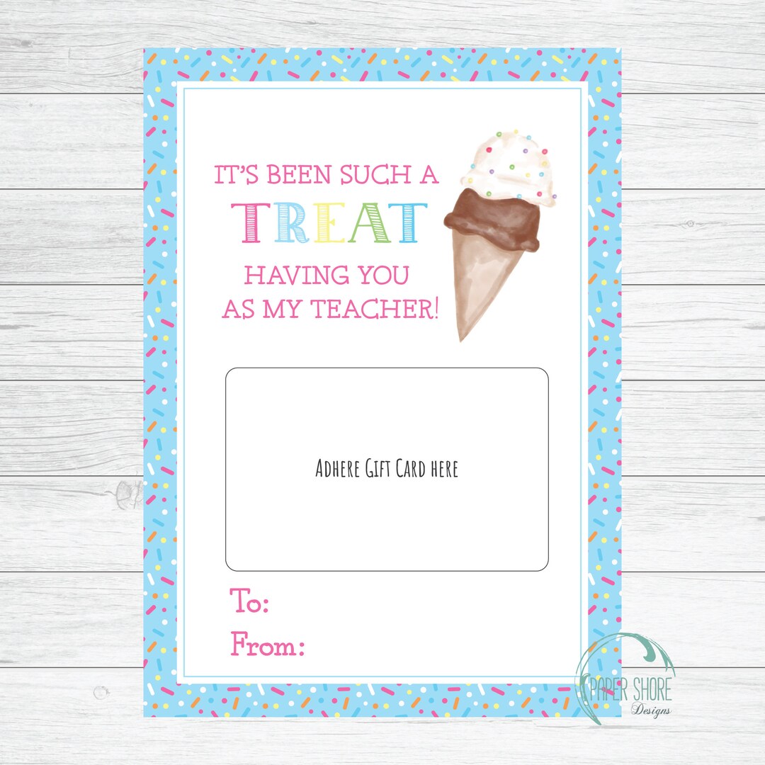 PRINTED Ice Cream Gift Card Holders // End of Year Tag // Teacher Tag ...