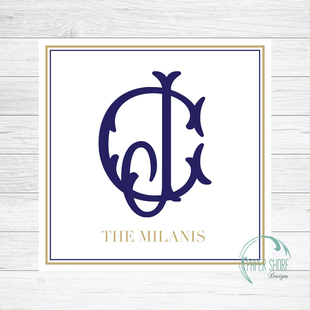 Interlocking Monogram Enclosure Card - Etsy