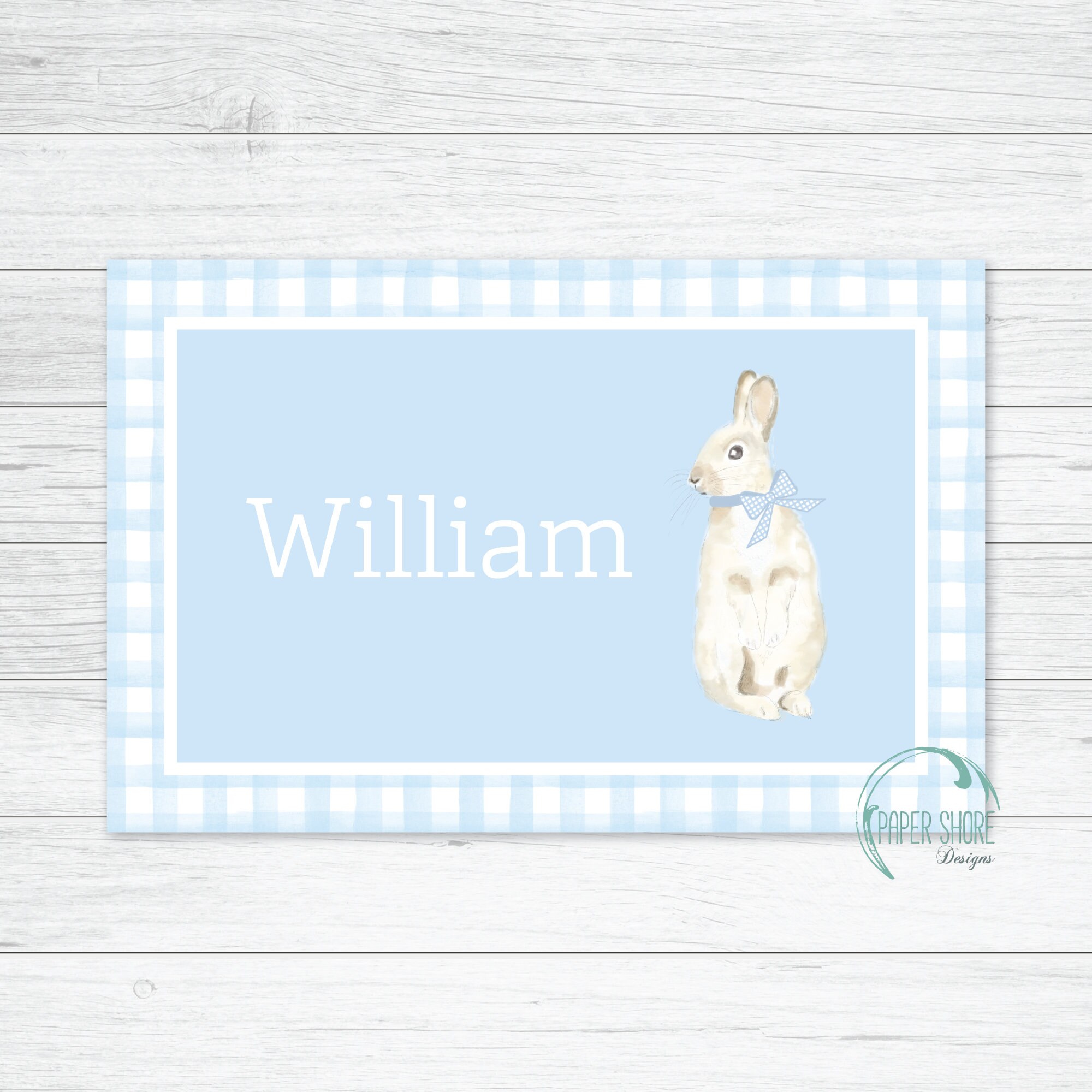 Personalized Blue Bow Bunny Placemat // Easter // Spring - Etsy