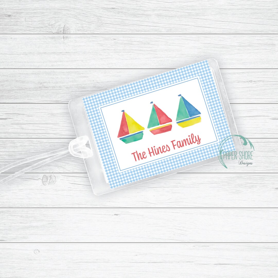 Personalized Sailboat Luggage Tag // Beach Bag Tag - Etsy