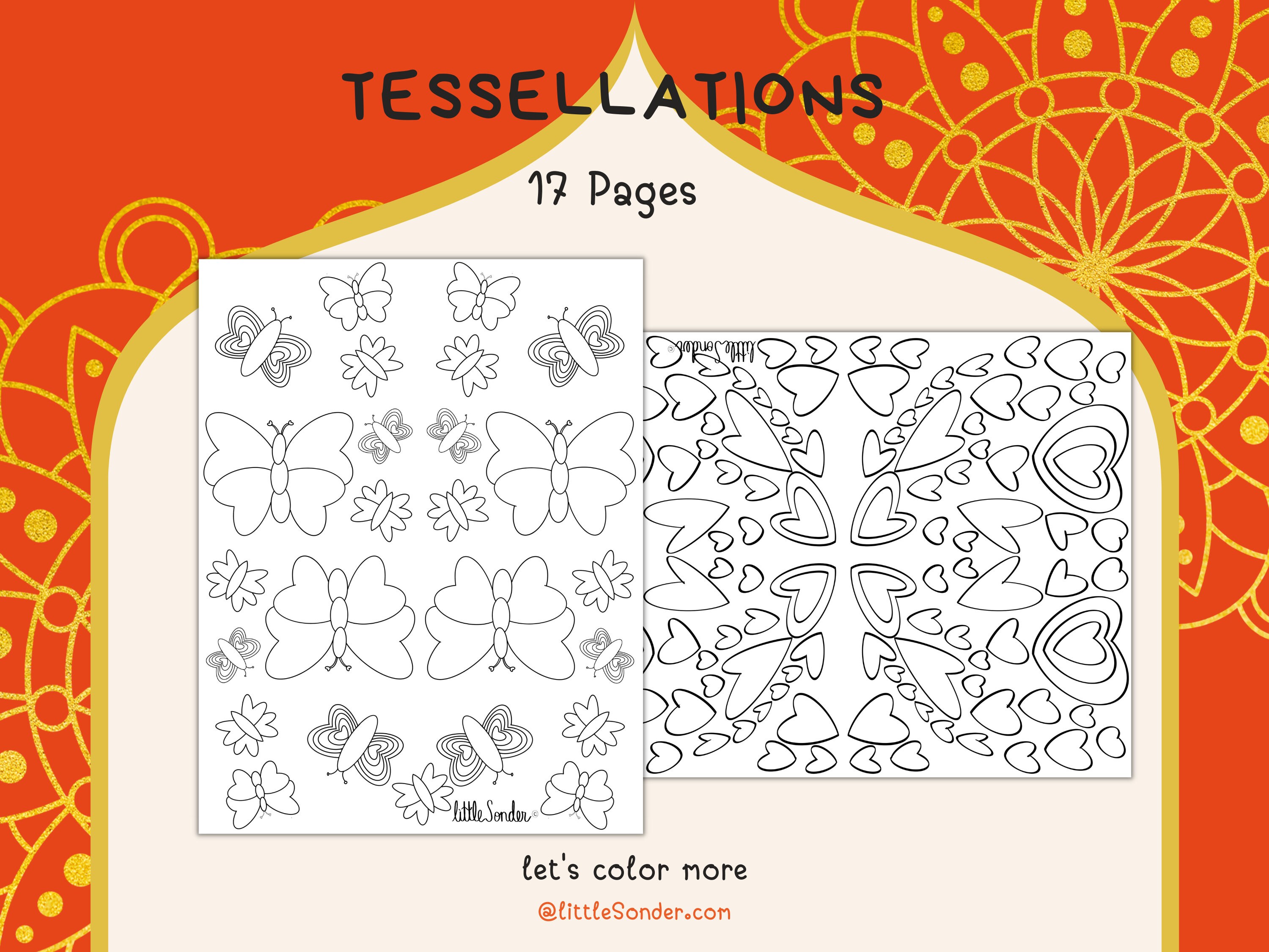 17 Pages of Tessellations, Endless Coloring Fun, Download & Print ...