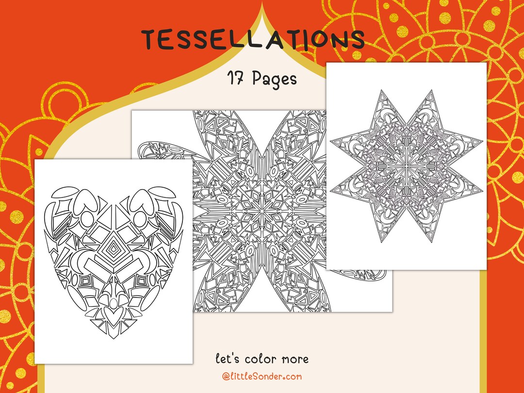 17 Pages of Tessellations, Endless Coloring Fun, Download & Print ...