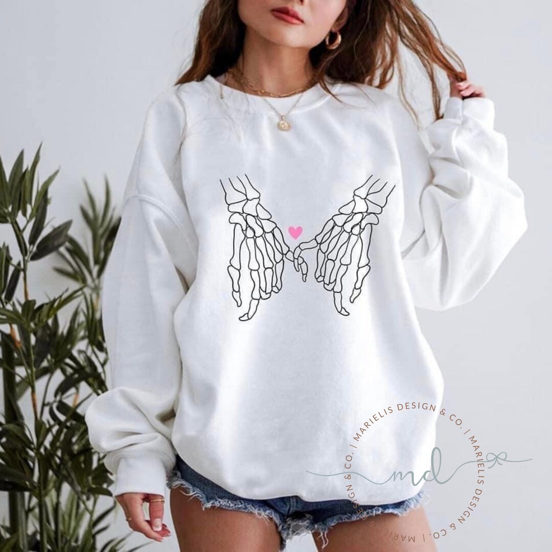 Skellie Pinkies Crewneck: Skeleton Hand Pinkie Promise - Etsy