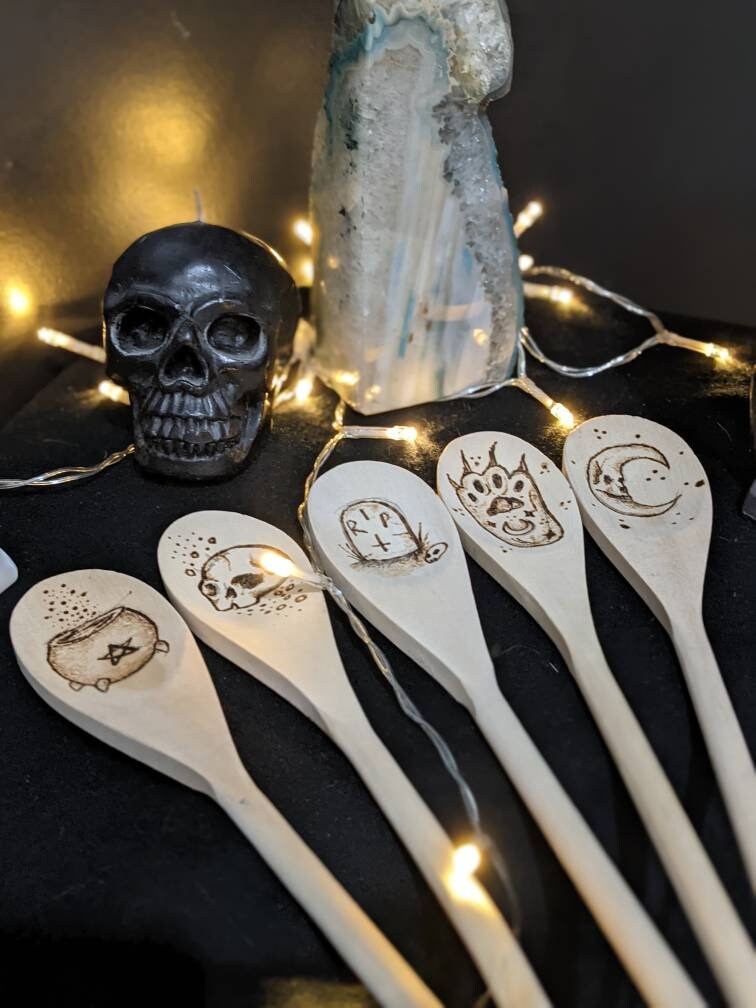 Pyrography Wooden Spoons kitchen witch witch gifts altar | Etsy