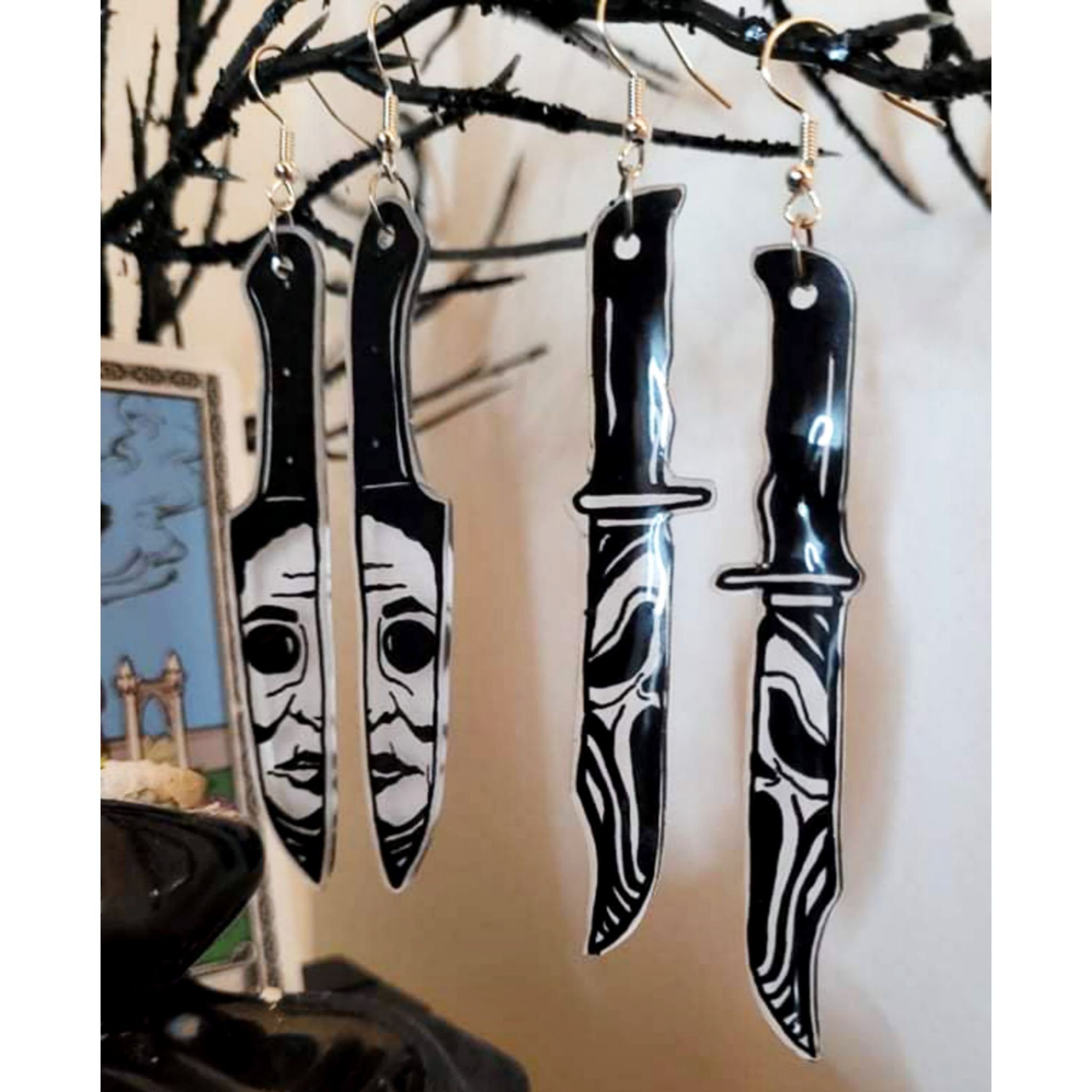 Horror Icon Serial Killer Knife Earrings, Earrings, Dangle, Knives ...
