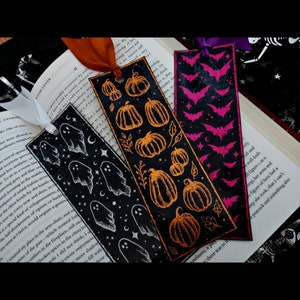 Handmade Halloween Foil Bookmarks, Spooky Gift, Halloween Gift, Bats ...