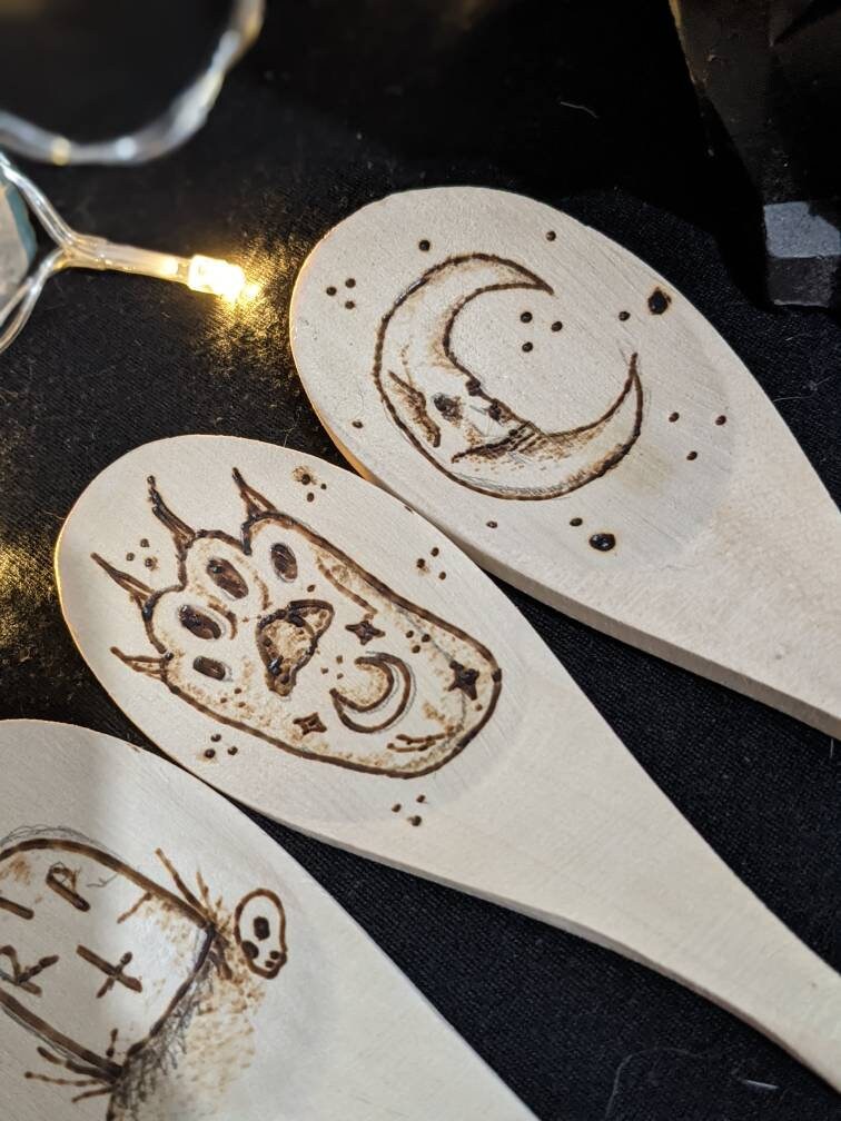 Pyrography Wooden Spoons kitchen witch witch gifts altar | Etsy