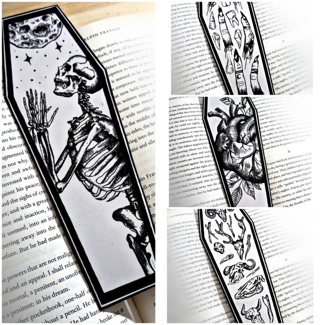 Dark Coffin Bookmarks, Skeleton, Horror, Anatomy, Gift, Dark, Gothic ...