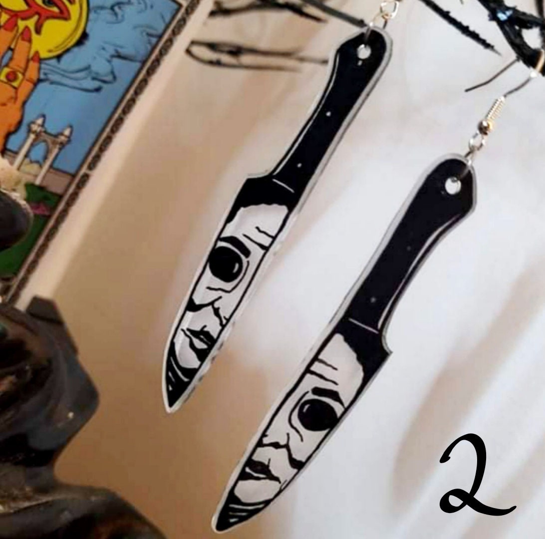 Horror Icon Serial Killer Knife Earrings, Earrings, Dangle, Knives ...