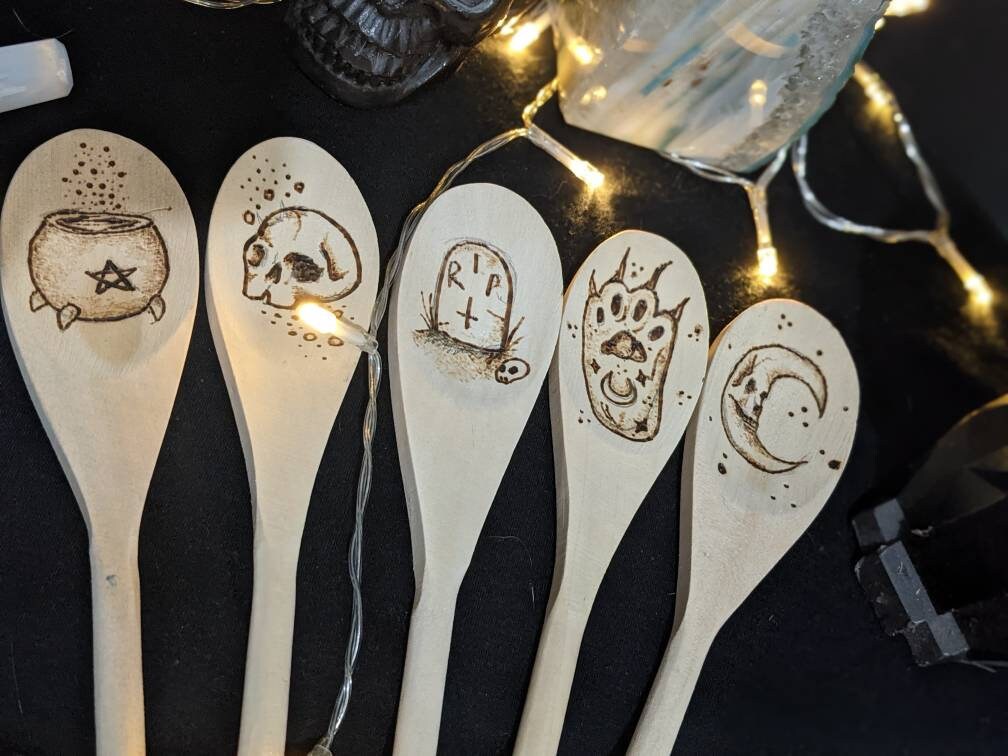 Pyrography Wooden Spoons kitchen witch witch gifts altar | Etsy