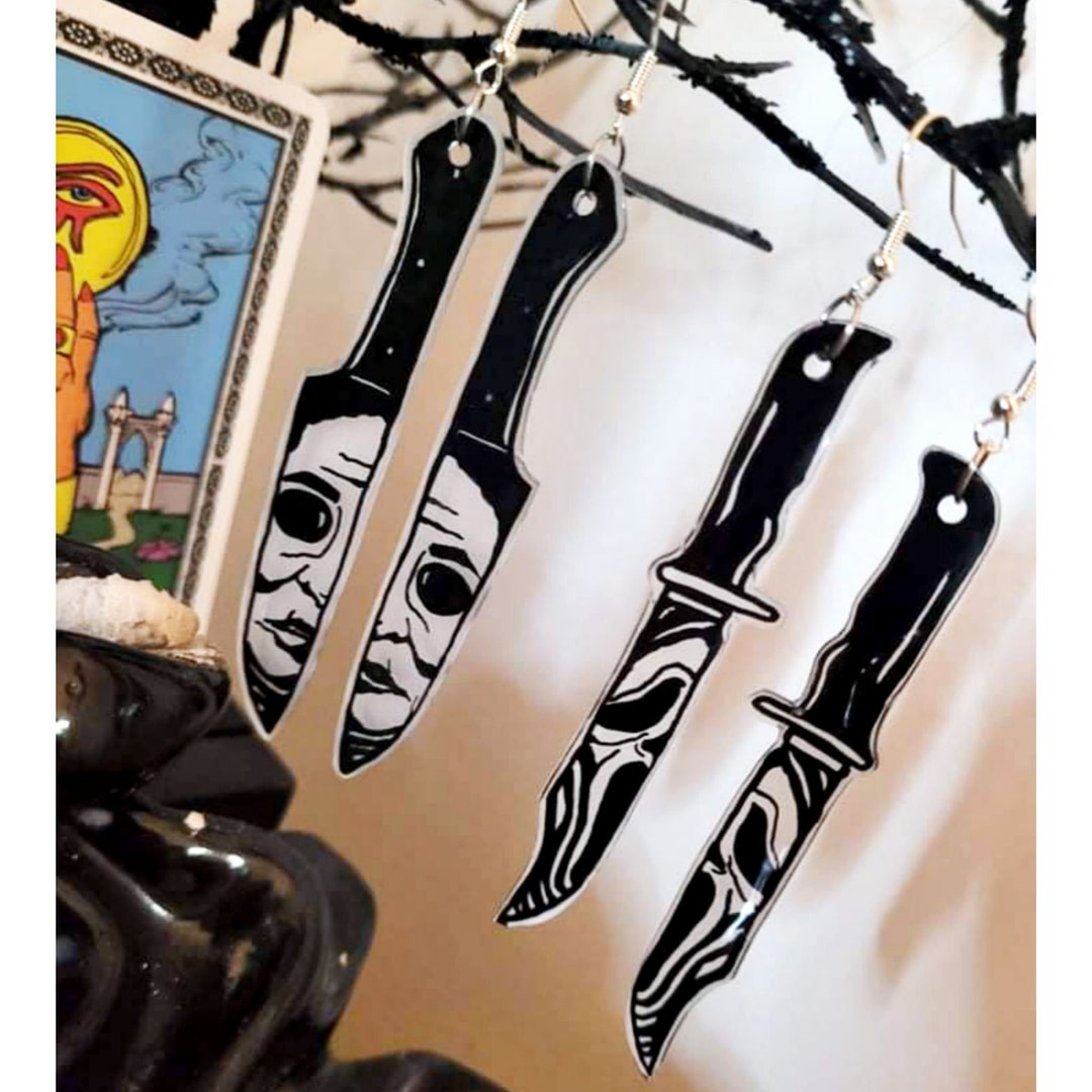 Horror Icon Serial Killer Knife Earrings, Earrings, Dangle, Knives ...