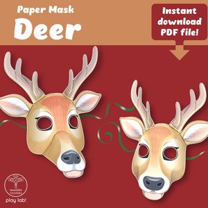 Deer, Paper Mask, North American Animal, Printable, Paper Craft, Paper ...