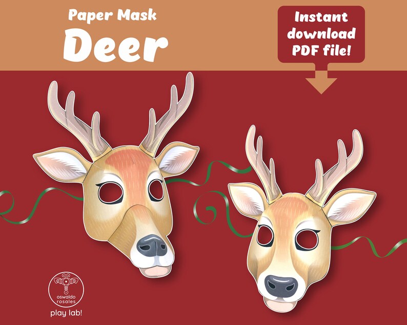 Deer, Paper Mask, North American Animal, Printable, Paper Craft, Paper ...