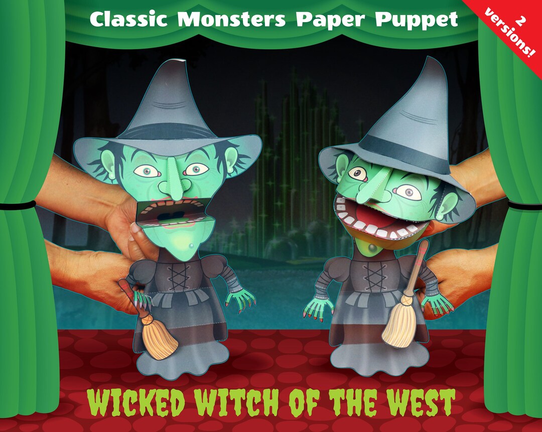 Wicked Witch of the West, Paper Puppet, Halloween, Printable ...