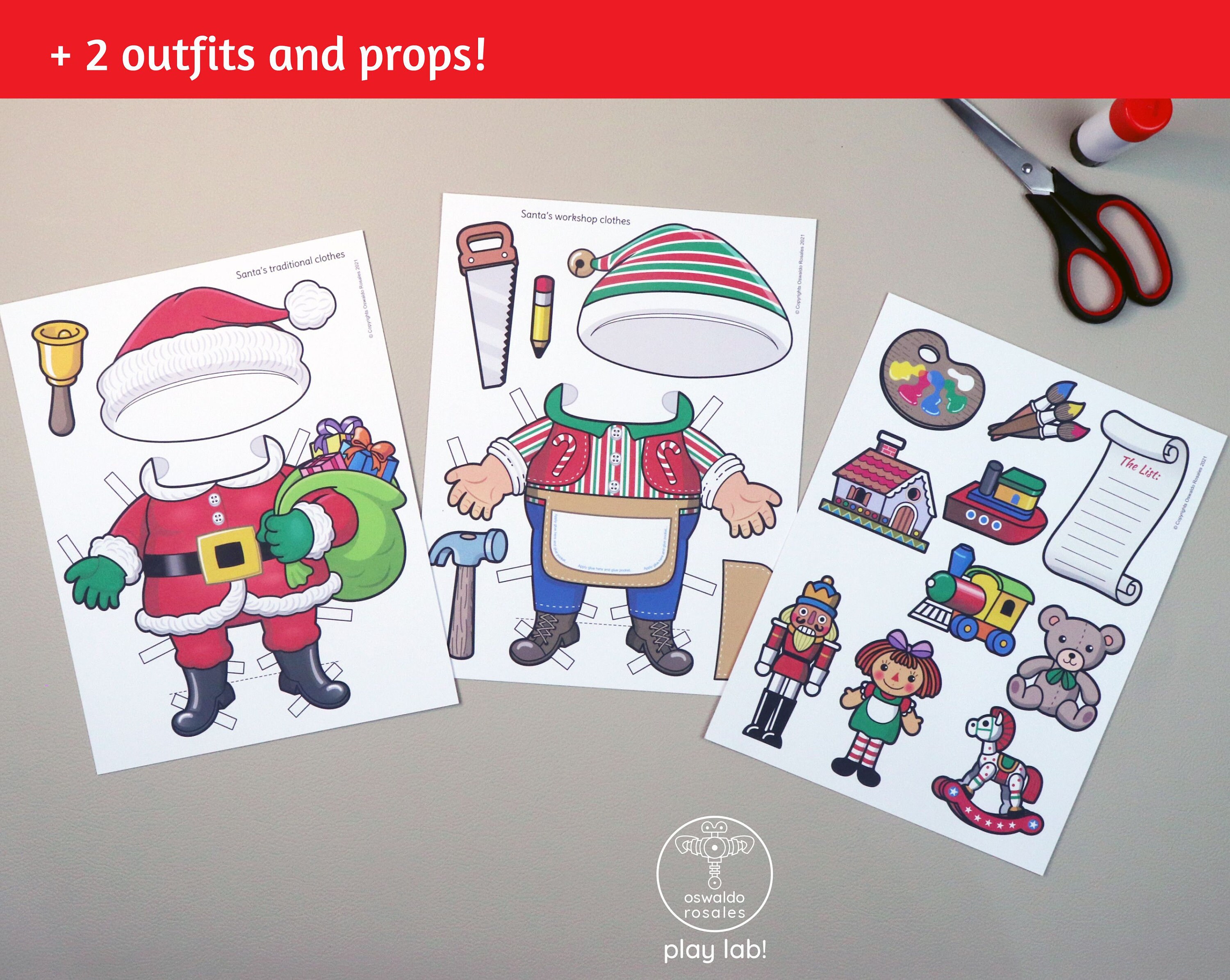 Santa Claus, Paper Puppet, Christmas, Holiday, Printable, Papercraft ...