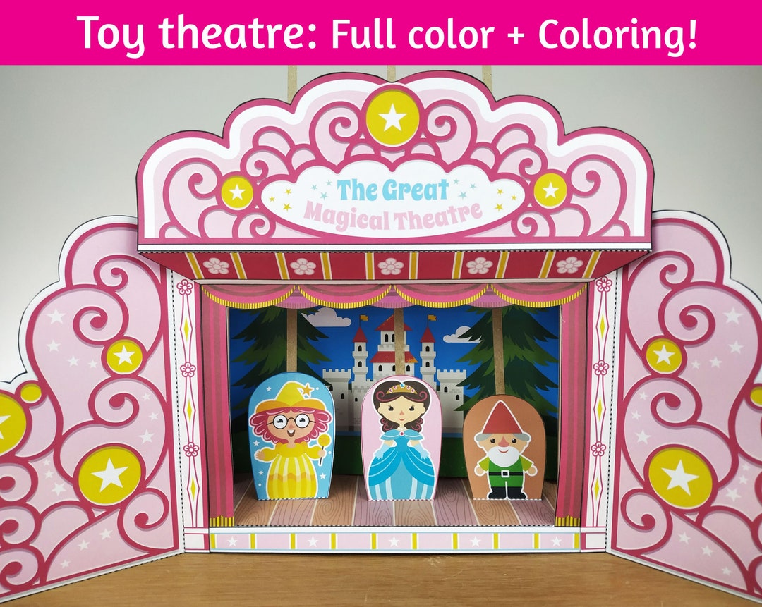 Toy Theatre, Pink, Toy Theater, Paper Puppets, Fairy Tale, Printable ...