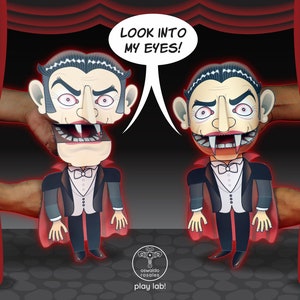 Dracula, Paper Puppet, Halloween, Holiday, Printable, Papercraft, Paper ...