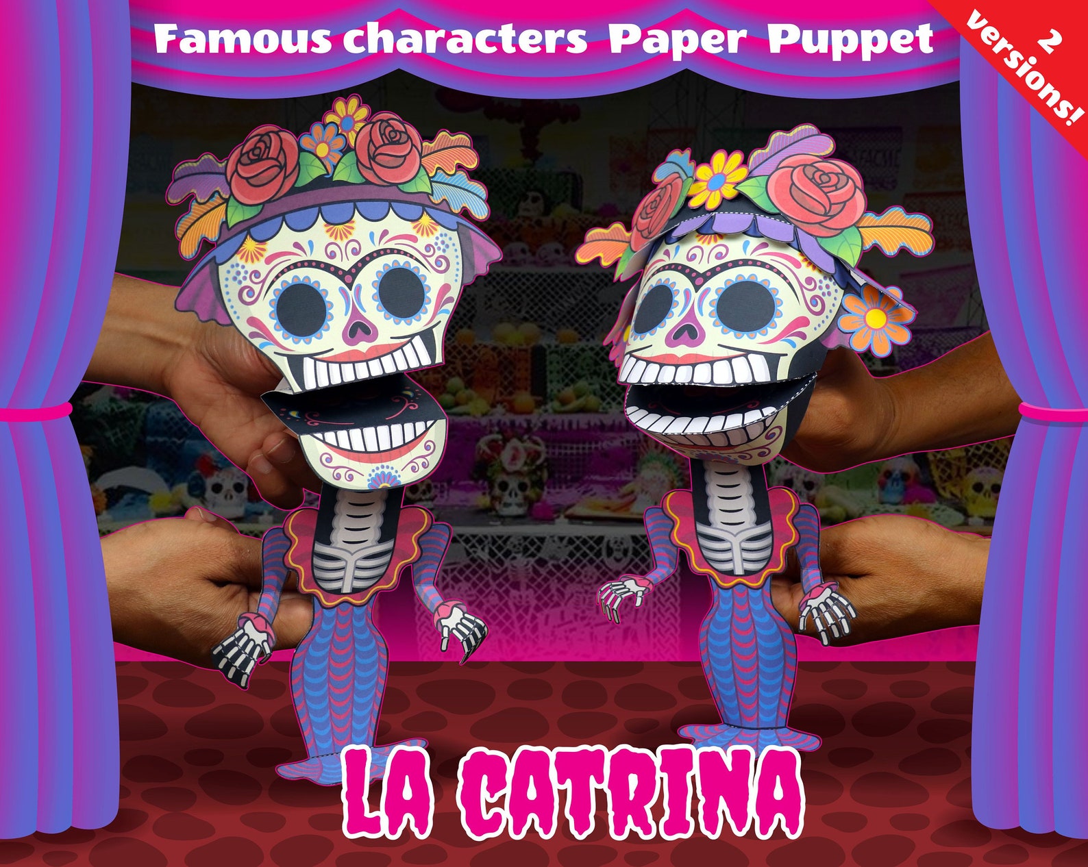 La Catrina, Paper Puppet, Halloween, Holiday, Printable, Papercraft ...