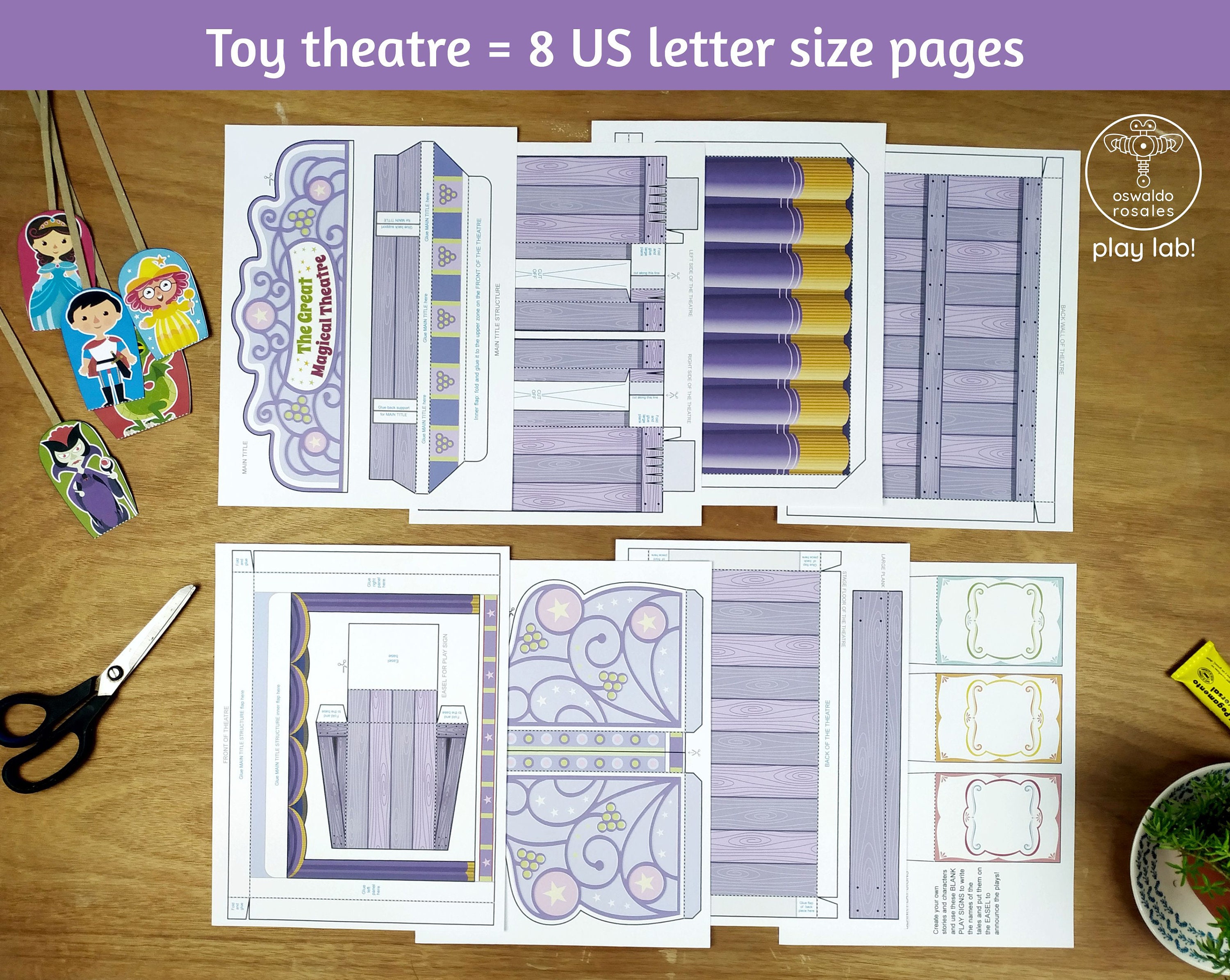 Toy Theatre, Violet, Toy Theater, Paper Puppets, Fairy Tale, Printable ...