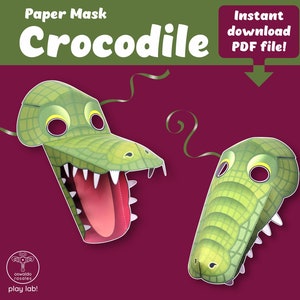 Crocodile, Paper Mask, North American Animal, Printable, Paper Craft ...