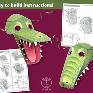 Crocodile, Paper Mask, North American Animal, Printable, Paper Craft ...