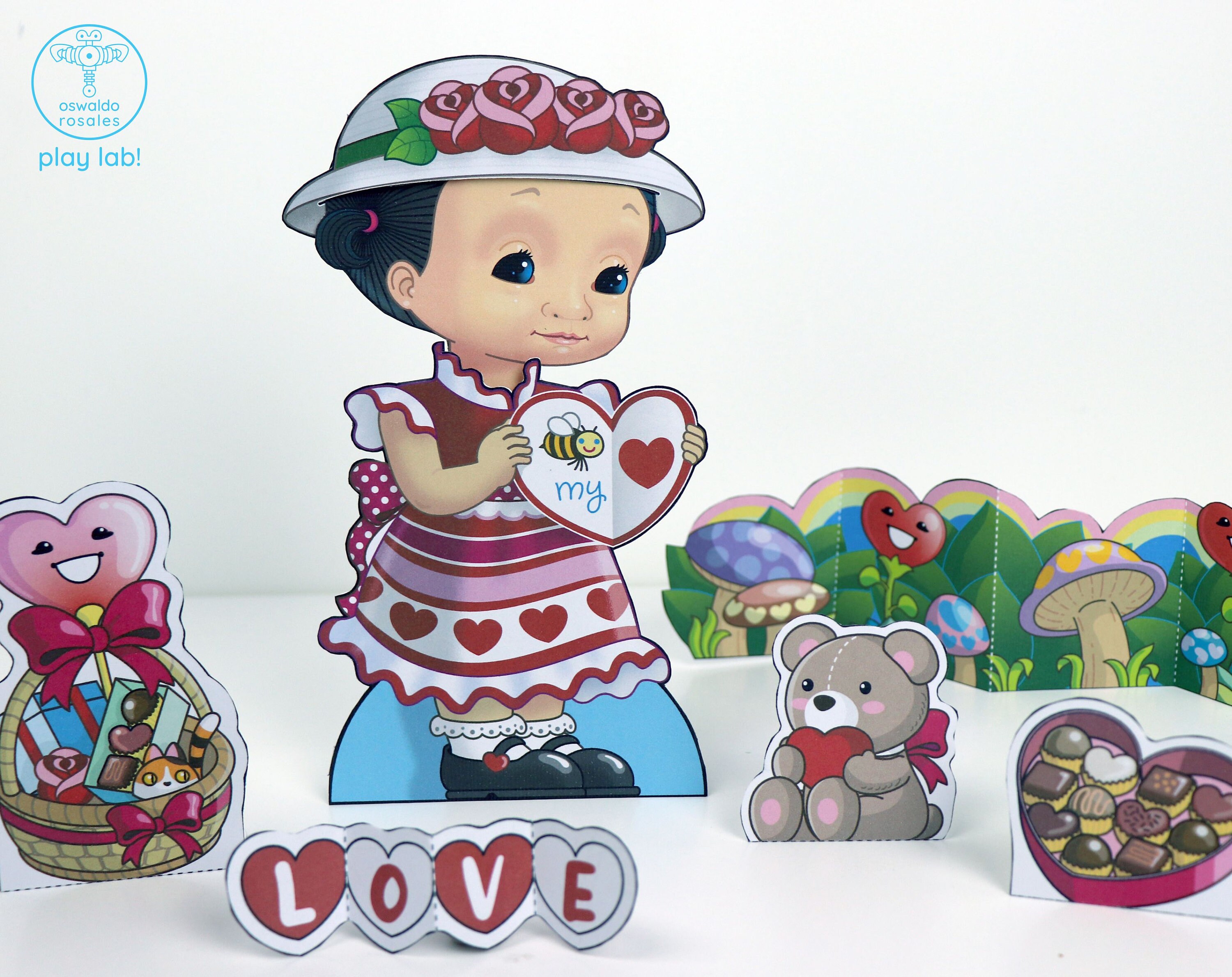 Paper Doll, St. Valentine, Holiday, Printable, Paper Set, Paper Craft ...