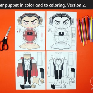 Dracula, Paper Puppet, Halloween, Holiday, Printable, Papercraft, Paper ...