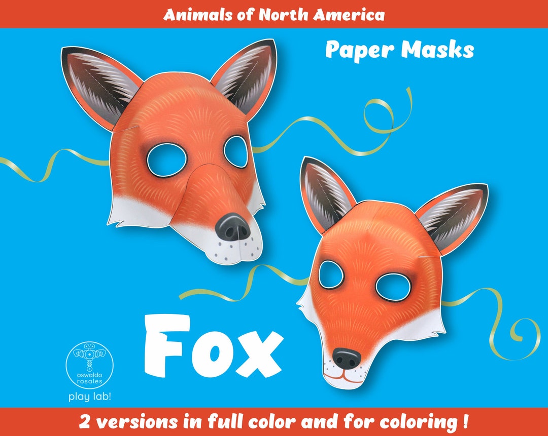 Fox, Paper Mask, North American Animal, Printable, Paper Set, Paper ...