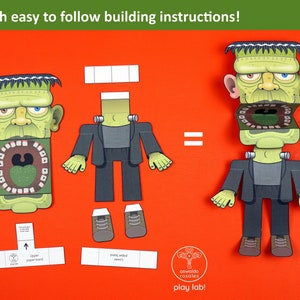 Frankenstein, Paper Puppet, Halloween, Holiday, Printable, Papercraft ...